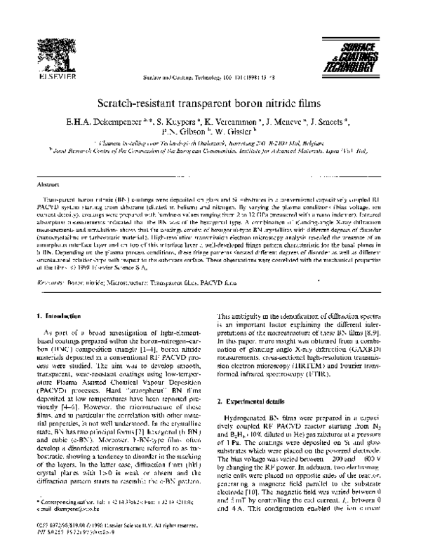 (PDF) Scratch-resistant transparent boron nitride films