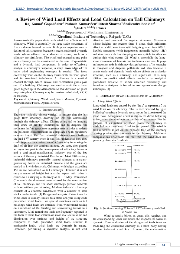 (PDF) A REVIEW OF WIND LOAD EFFECTS AND LOAD CALCULATION ON TALL CHIMNEYS