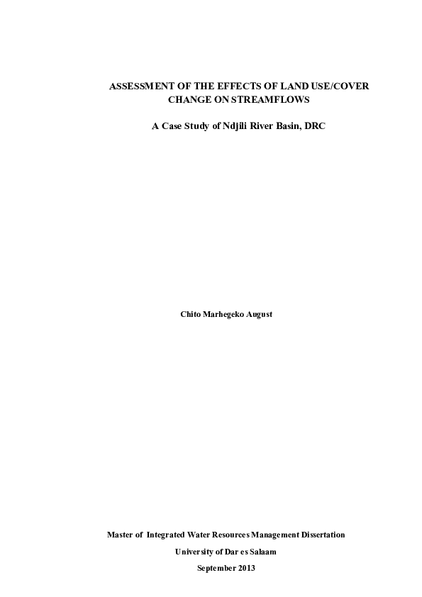 (PDF) Assessment of the effects of Land Use/Cover change on streamflow. A case study of Ndjili ...