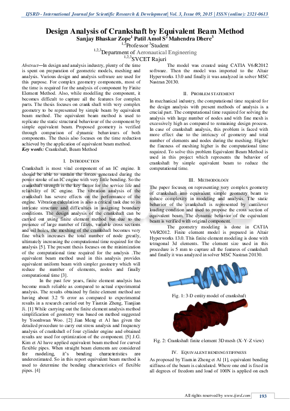 (PDF) Design Analysis of Crankshaft by Equivalent Beam Method