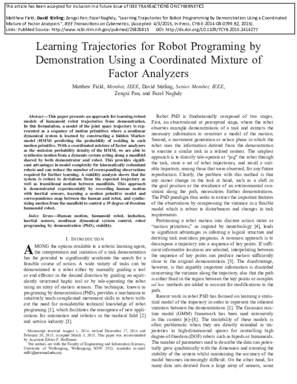 Learning Trajectories For Robot Programing By Demonstration Using A Coordinated Mixture Of 3741