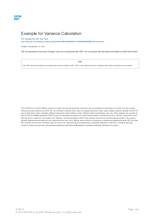 Pdf Sap Variance Calculation