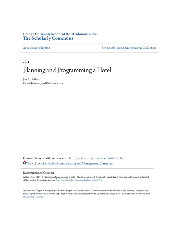 (PDF) Planning and Programming a Hotel