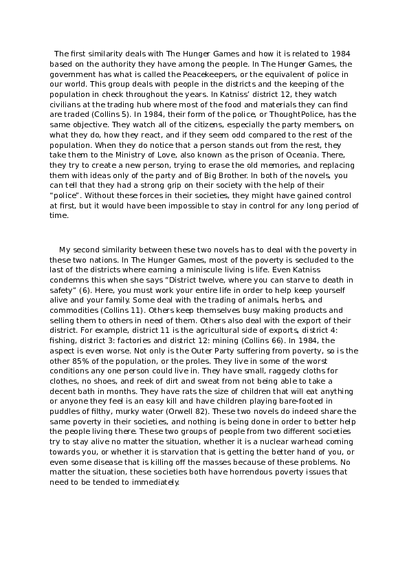 (DOC) Hunger games vs 1984