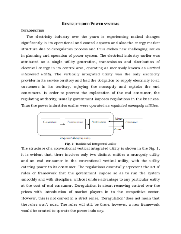 (PDF) Restructured Power systems | Akv T - Academia.edu