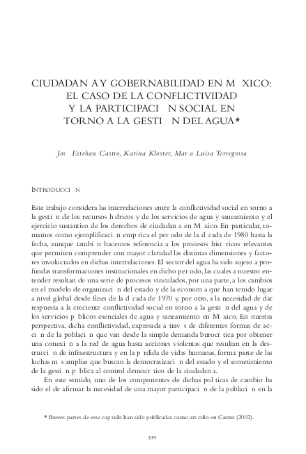 (PDF) Ciudadanía y gobernabilidad en México: el caso de la conflictividad y la participación ...