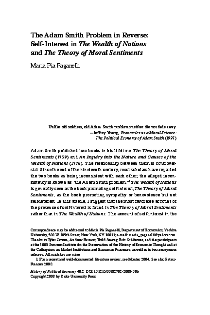 (PDF) “The Adam Smith Problem in Reverse: Self-Interest in Adam Smith’s ...