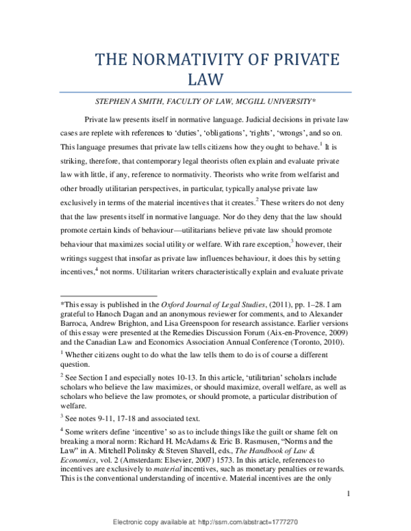 (PDF) The Normativity of Private Law