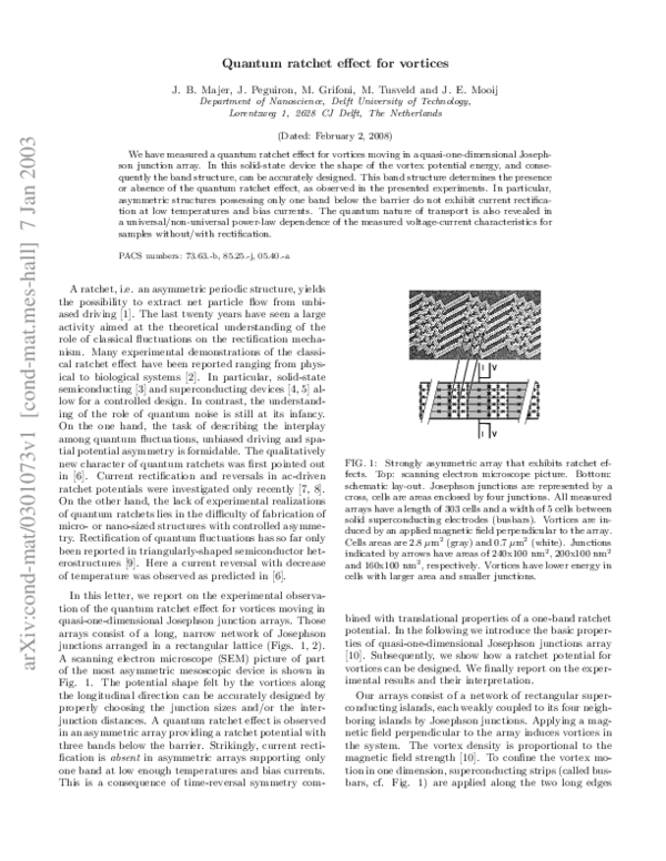 (PDF) Quantum Ratchet Effect for Vortices
