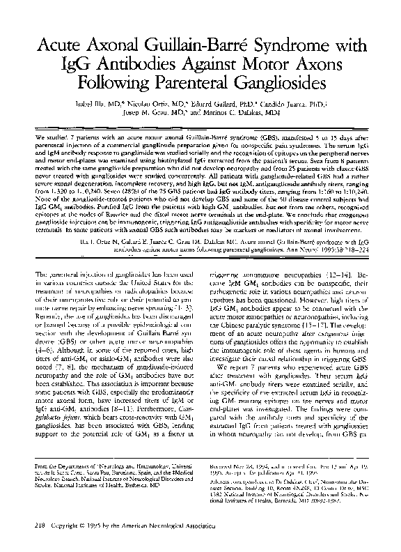 (PDF) Acute axonal Guillain-Barré syndrome with IgG antibodies against ...