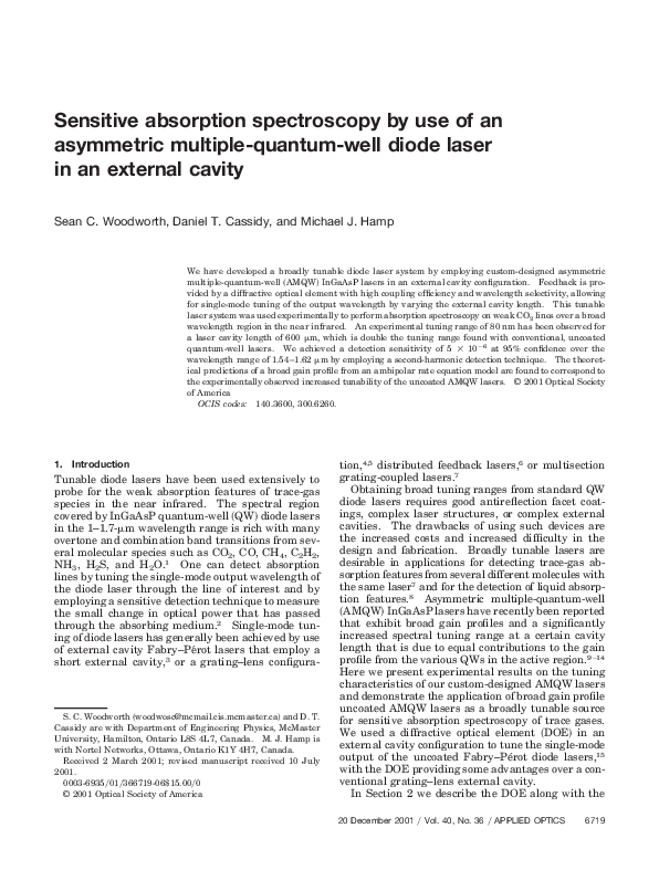 (PDF) Sensitive Absorption Spectroscopy by Use of an Asymmetric ...