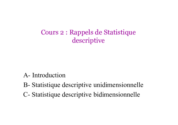 (PDF) Statistique descriptive