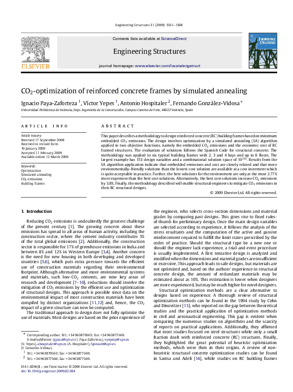 Pdf Co2 Optimization Of Reinforced Concrete Frames By Simulated Annealing
