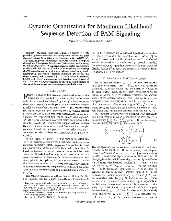 (PDF) Dynamic quantization for maximum likelihood sequence detection of PAM signaling