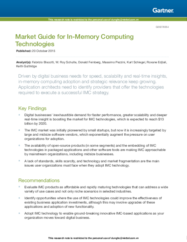 (PDF) Market Guide for In-Memory Computing Technologies