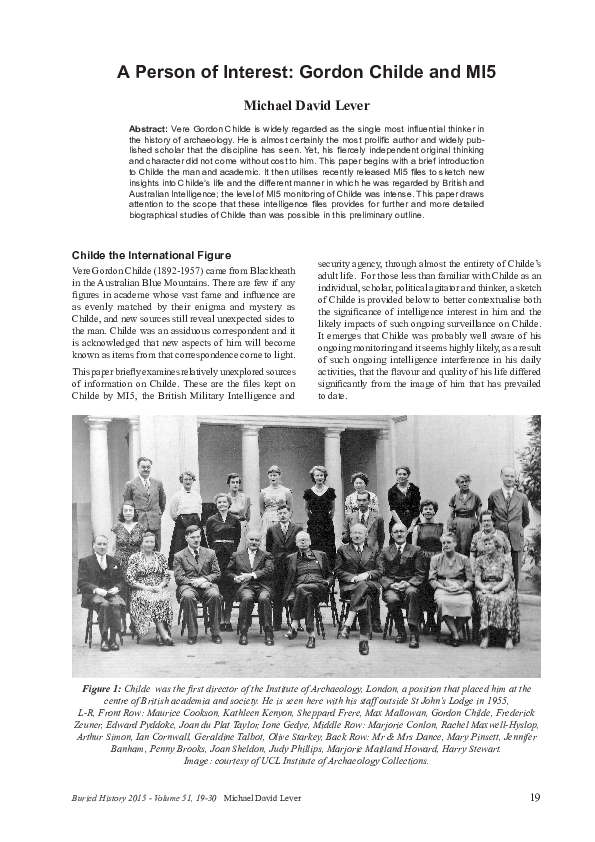 (PDF) A Person of Interest. Gordon Childe and MI5
