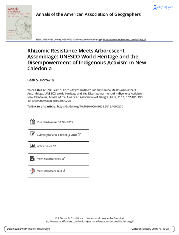 (PDF) Rhizomic resistance meets arborescent assemblage: UNESCO World ...