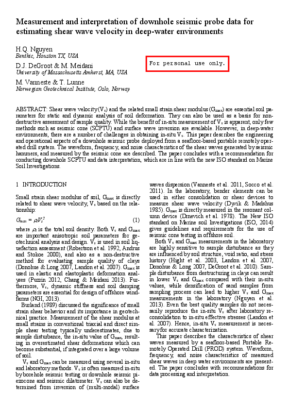 (PDF) Measurement and interpretation of downhole seismic probe data for estimating shear wave ...