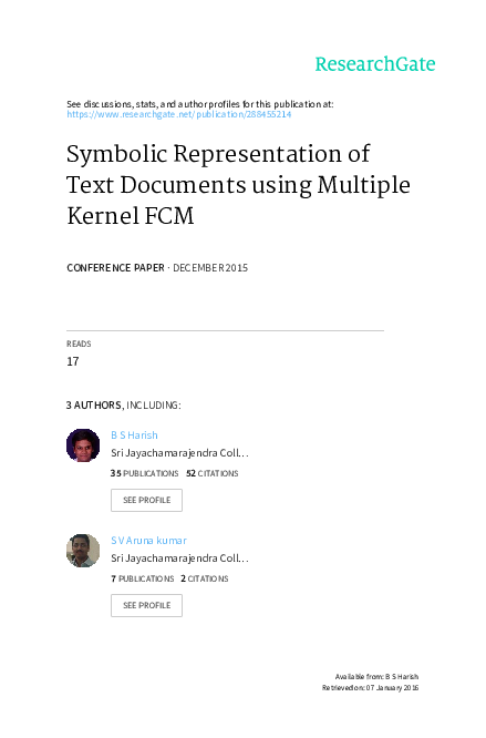 (PDF) Symbolic Representation of Text Documents Using Multiple Kernel FCM