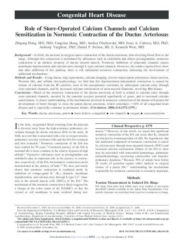 (PDF) Role of Store-Operated Calcium Channels and Calcium Sensitization ...
