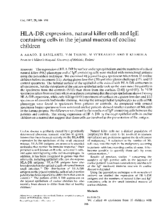 (PDF) HLA-DR expression, natural killer cells and IgE containing cells ...