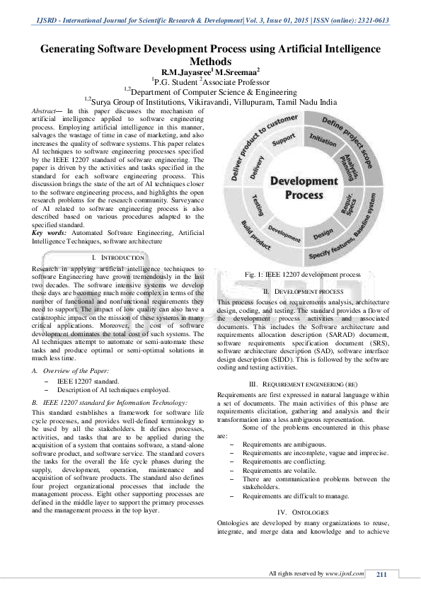 (PDF) Generating Software Development Process Using Artificial Intelligence Methods