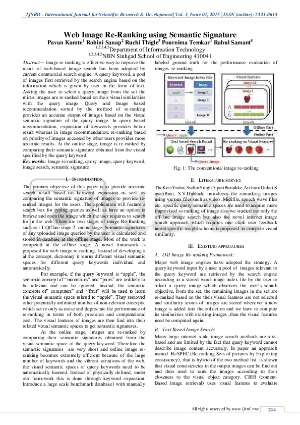(PDF) Web Image Re-Ranking using Semantic Signature | IJSRD - International Journal for ...