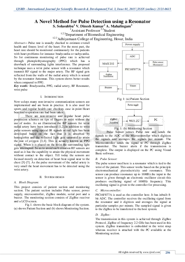 Pdf Pulse Detection Via Rf Signal Resonator In Artery Monitoring