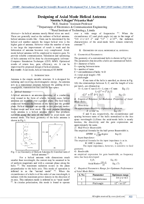 (PDF) Designing of Axial Mode Helical Antenna