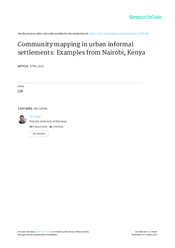 (PDF) Community mapping in urban informal settlements: Examples from ...