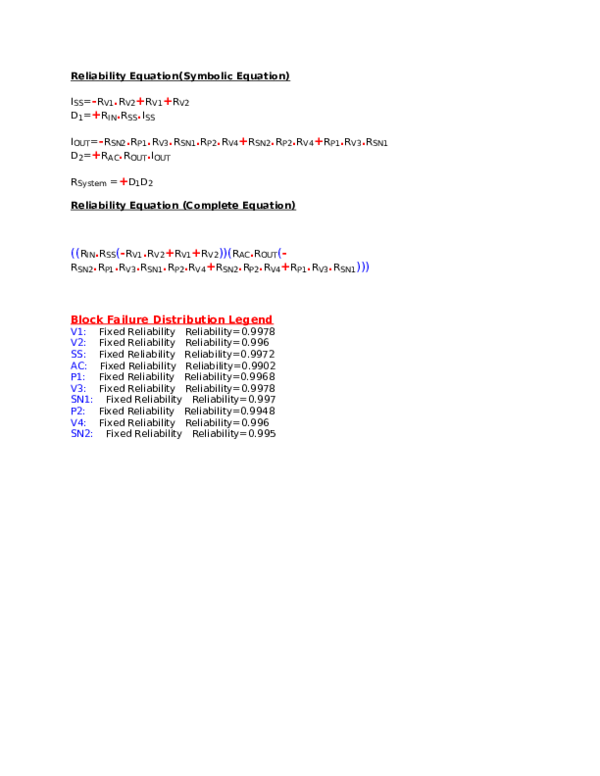 (DOC) Reliability Equation