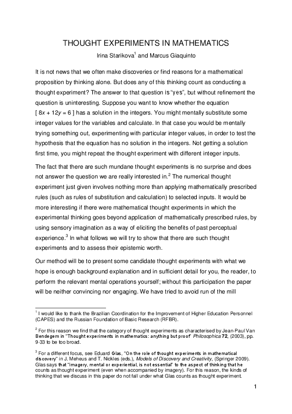 (PDF) THOUGHT EXPERIMENTS IN MATHEMATICS