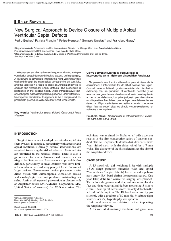 (PDF) New Surgical Approach to Device Closure of Multiple Apical ...