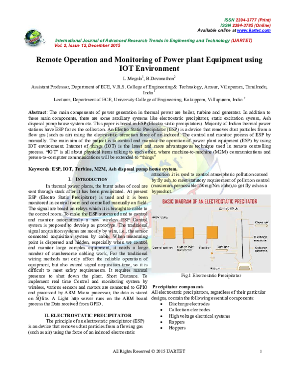 (PDF) Remote Operation and Monitoring of Power plant Equipment using ...