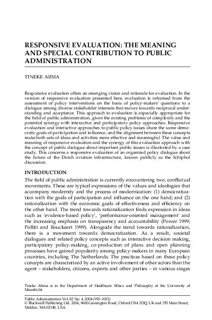 (PDF) Responsive Evaluation: the Meaning and Special Contribution to ...