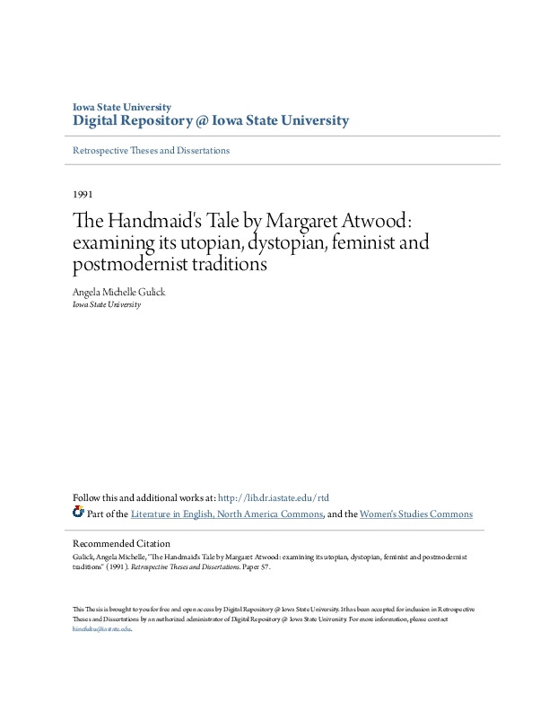 (PDF) The Handmaid's Tale by Margaret Atwood: examining its utopian ...