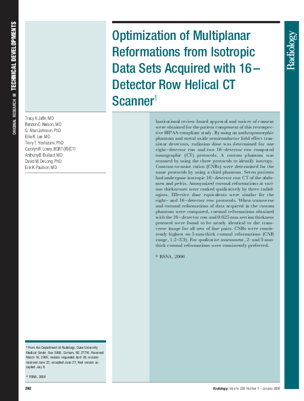 (PDF) Optimization of Multiplanar Reformations from Isotropic Data Sets ...