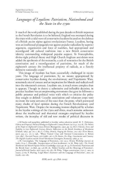 (PDF) Languages of Loyalism: Patriotism, Nationhood and the State in ...