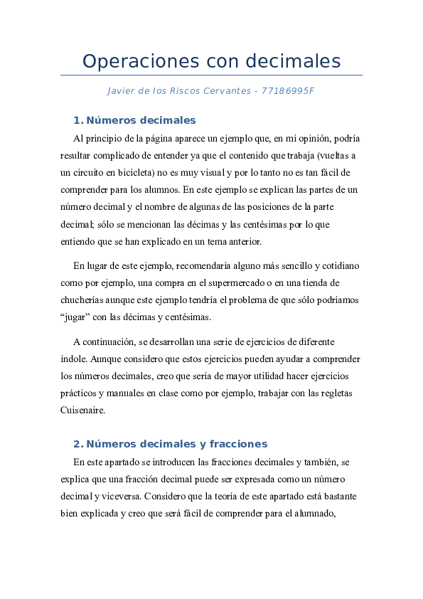 (DOC) Operaciones con decimales