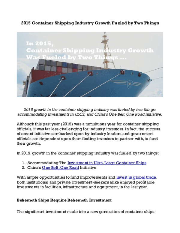 (PDF) 2015 Container Shipping Industry Growth Fueled by Two Things ...