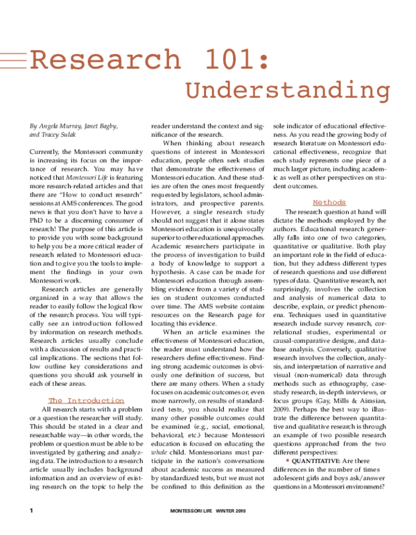 (PDF) Research 101: Understanding Educational Research