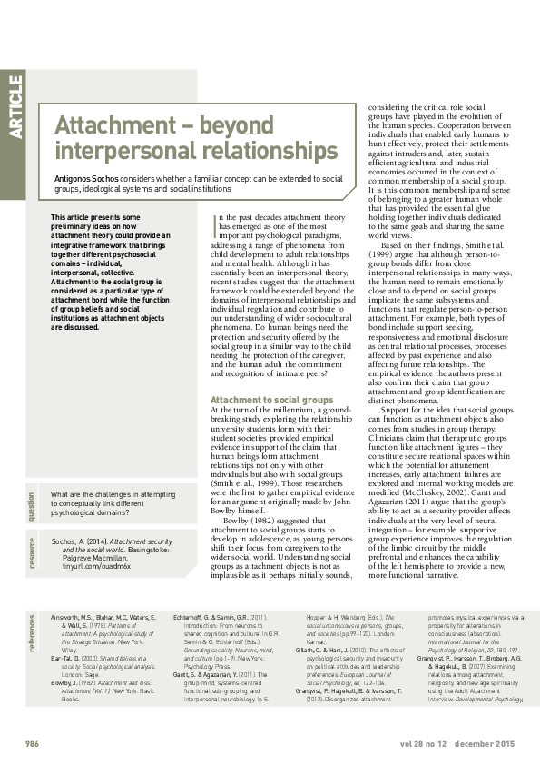 (PDF) Expanding Attachment Theory to Social Groups