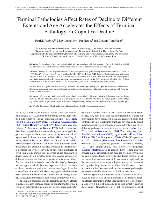 (PDF) Terminal Pathologies Affect Rates of Decline to Different Extents ...