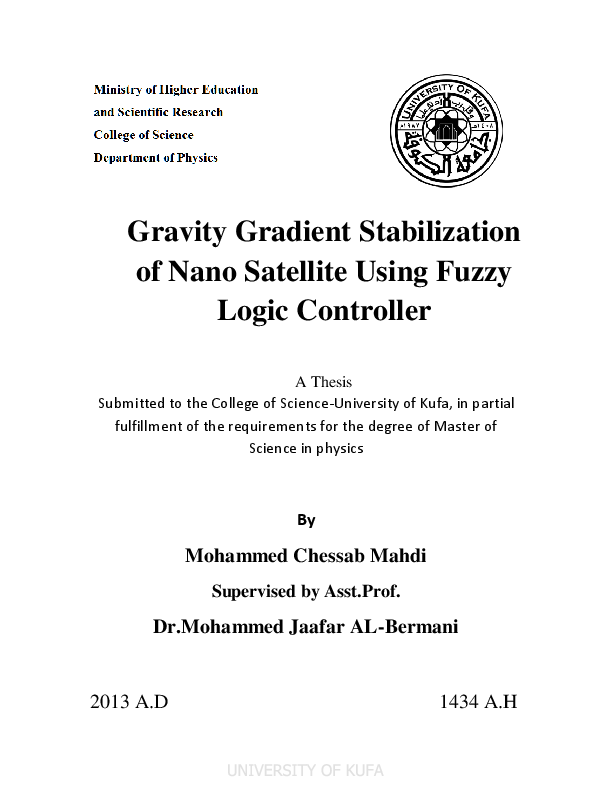 (PDF) Gravity Gradient Stabilization of Nano Satellite Using Fuzzy Logic Controller