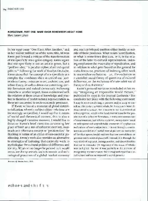 (PDF) Koreatown, Part One: What Miwon Kwon Remembers About Home