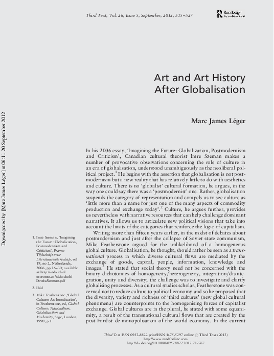 (PDF) Art and Art History After Globalisation