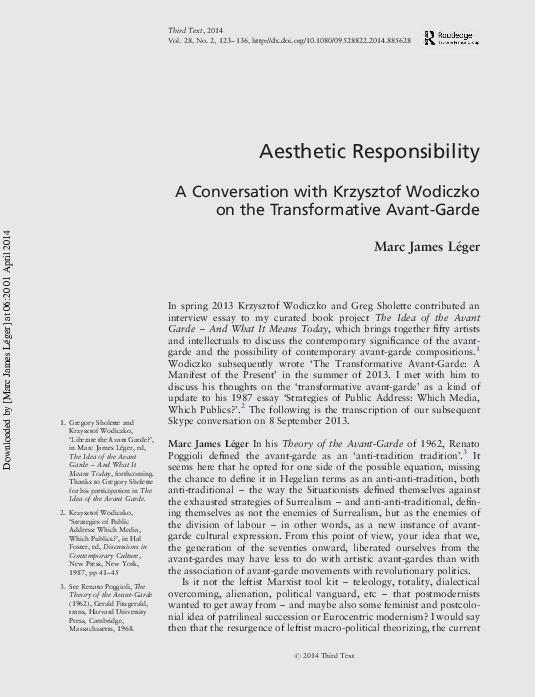 (PDF) Aesthetic Responsibility: A Conversation with Krzysztof Wodiczko ...