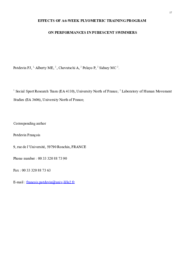 (DOC) Effects of a 6-Week Plyometric Training Program on Performances ...