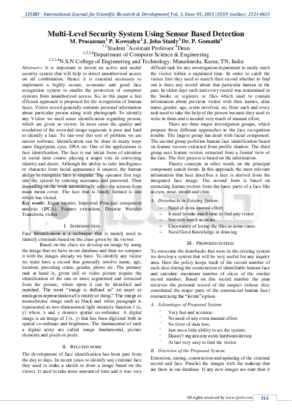 (PDF) Multi Level Security System Using Sensor Based Detection