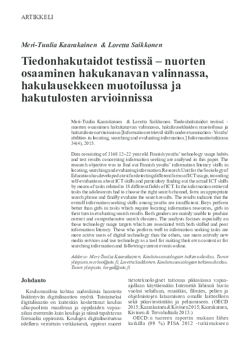 (PDF) Kaarakainen, Meri-Tuulia & Saikkonen, Loretta. 2015 ...